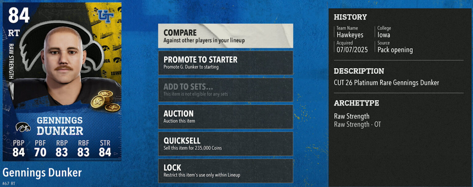 CFB 26 Ultimate Team Training and Platinum Quicksell Values ...